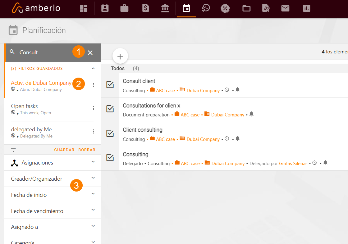 ¿Puedo filtrar los Eventos y Tareas del calendario?